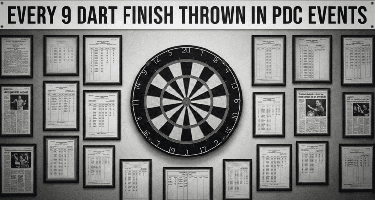 Every 9 dart finish thrown in PDC events